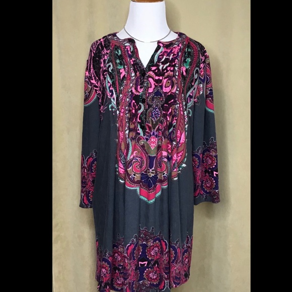 Reborn | Dresses | Nwt Reborn Button Up Paisley Tunic Dress Sz L M ...